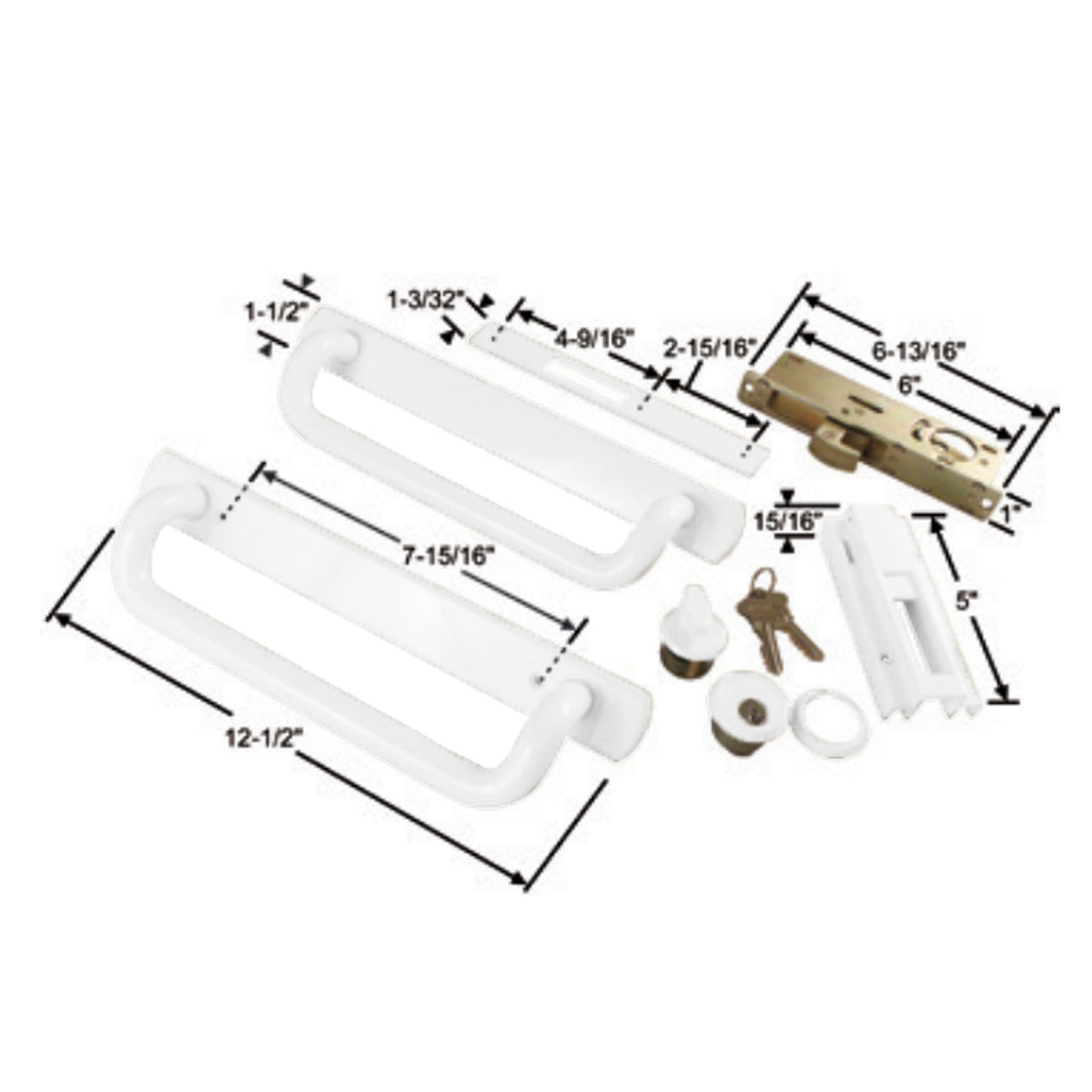 PGT 5400 Sliding Door Handle Set + Mortise Lock and Keys| 7-15/16 hole ...